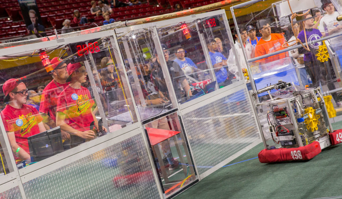 Robots battle for FIRST Robotics Competition State Championship